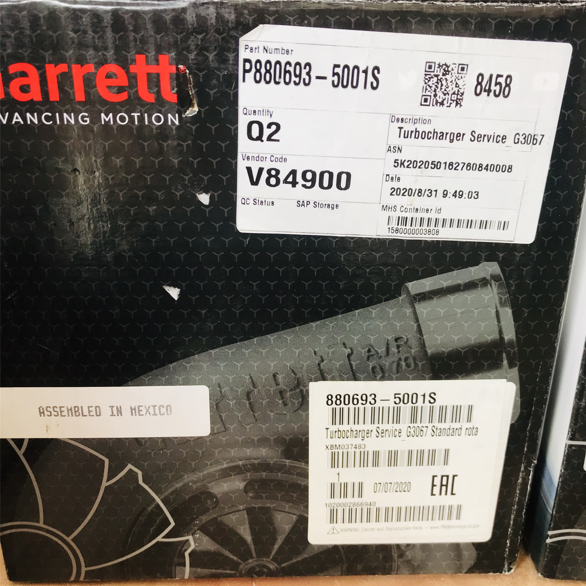 Original Garrett G30-660 880693-5001S Supercore Standard Rotation